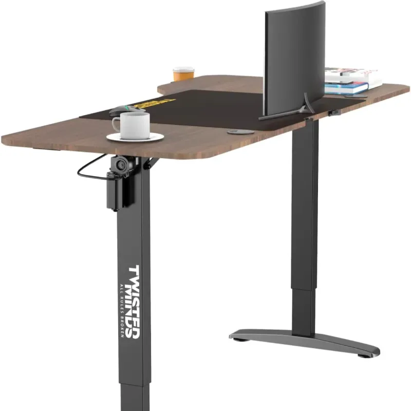 Twisted Minds T Shaped Electric Height Adjustable Gaming Table – Walnut ...