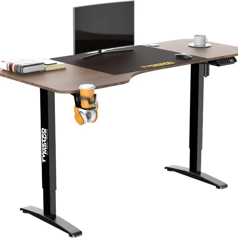 Twisted Minds T Shaped Electric Height Adjustable Gaming Table – Walnut ...